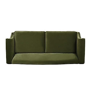 Jennifer Taylor Home Elaine 77" Camel Back Small Space Sofa Olive Green Performance Velvet