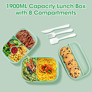Korlon Bento Lunch Box, Large Capacity Lunch Containers for Adults & Kids, 3 Layers All-in-One Leakproof Kids Bento Box for School, Work with Lunch Bag and Accessories