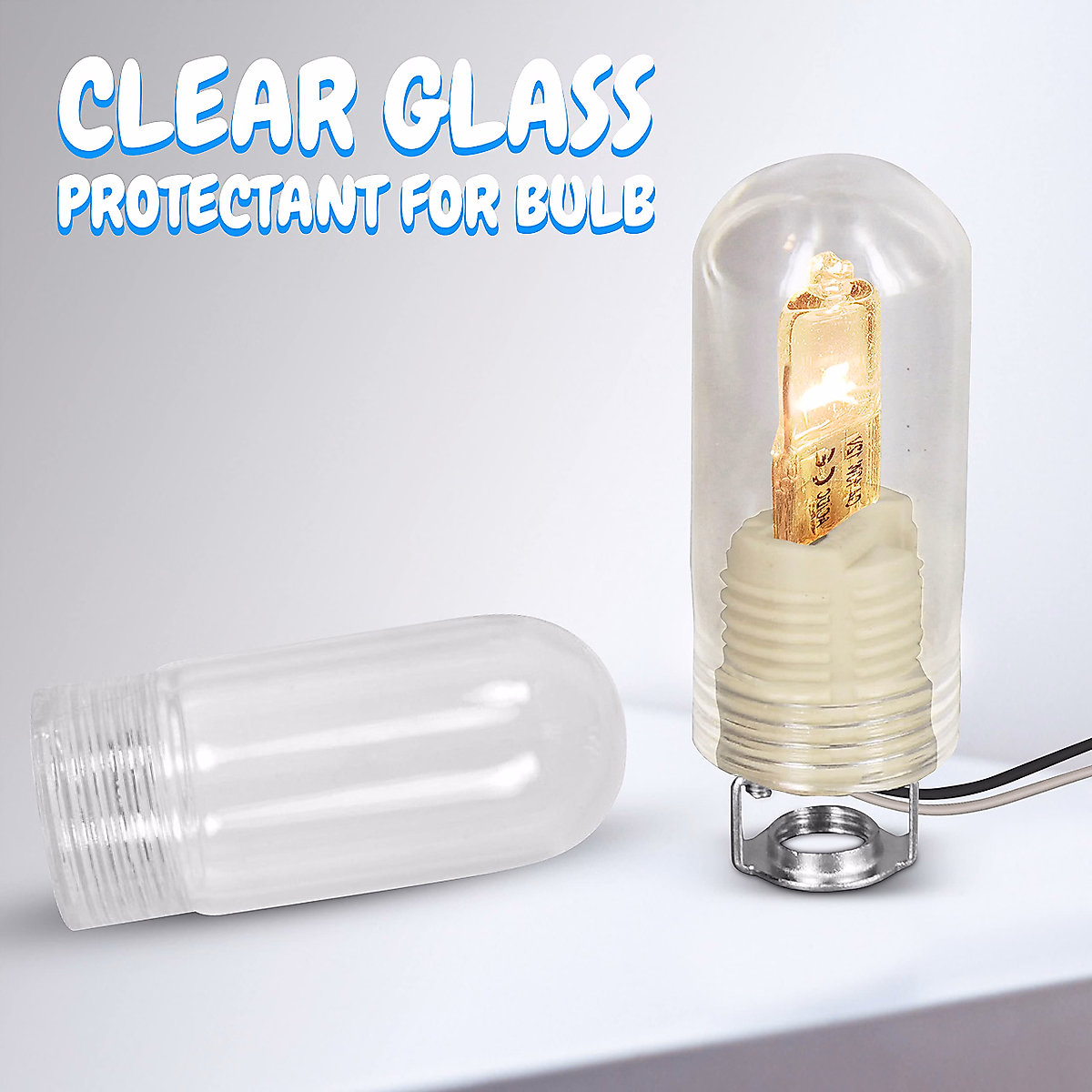 OHLECTRIC Tubular G9 Glass Cover - Threaded Bulb Cover - Sturdy Clear Glass Protectant for Bulb - Heat Resistance Up to 500C - 2.25" - Clear - OL-41332