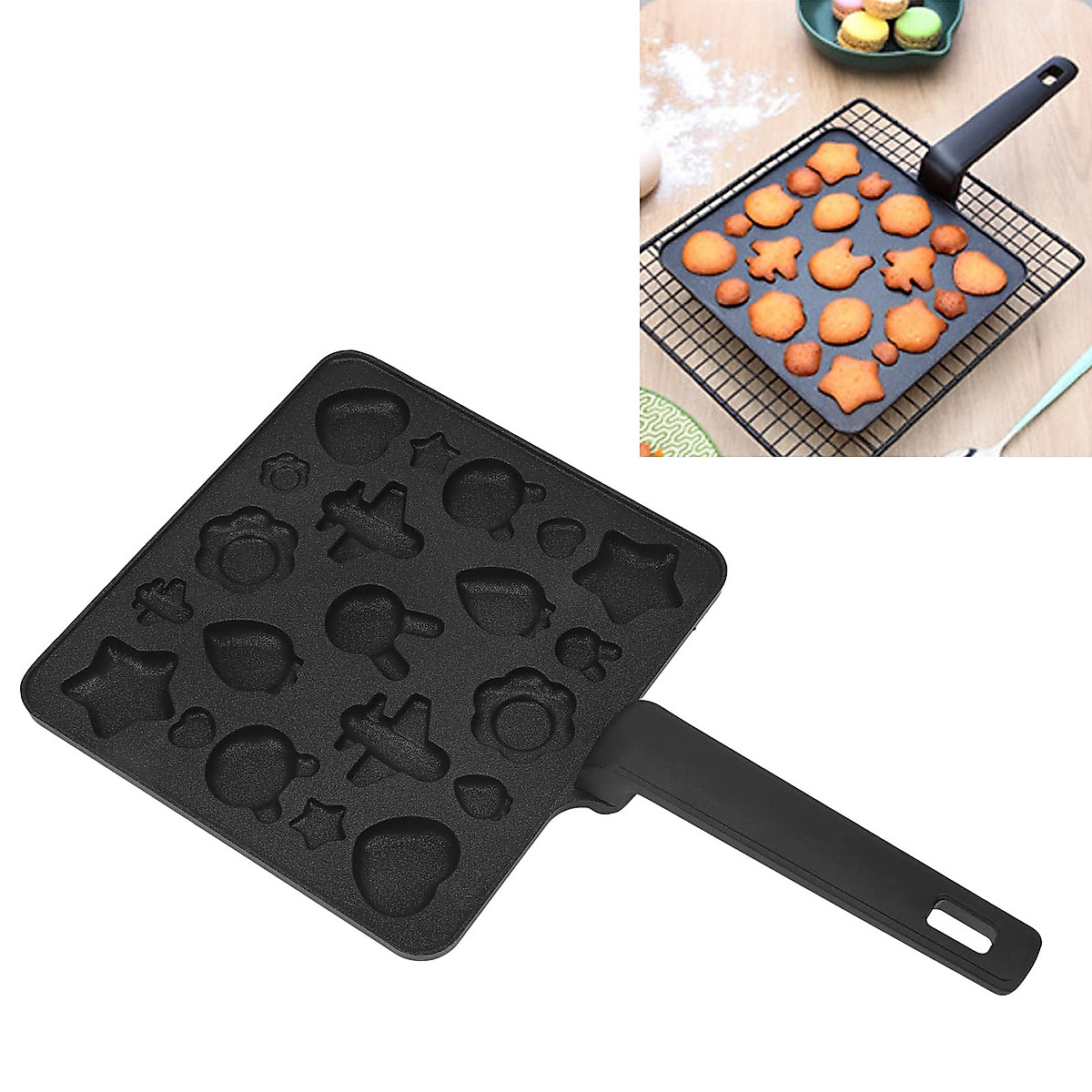 Topyond Non-Stick Frying Pan,Portable Aluminum Alloy Geometric Model, Biscuits Making Grill Pan, for Home Kitchen, Cute Animal Cookies,Mini Pancake Cooking