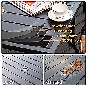 VICLLAX Steel Slat Square 1.57" Garden, Backyard and Porch Umbrella Hole 37 Inch Patio Dining Outdoor Metal Table, Black