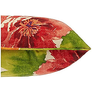 Pillow Perfect Bright Floral Indoor/Outdoor Accent Throw Pillow, Plush Fill, Weather, and Fade Resistant, Lumbar - 11.5" x 18.5" , Green/Orange Muree, 2 Count