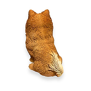 Light Brown Pomeranian Statue Puppy Dog Realism Lifelike Real-Life Style Hand-Painted Figurine Home Garden Decor