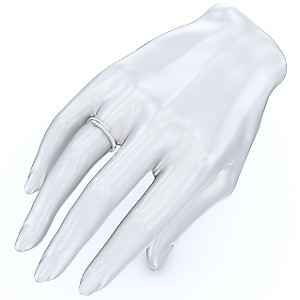 PRSTANI 10K White Gold Petite Split Shank Simulated Round Brilliant Diamond Ring Pave Wedding Band (5)