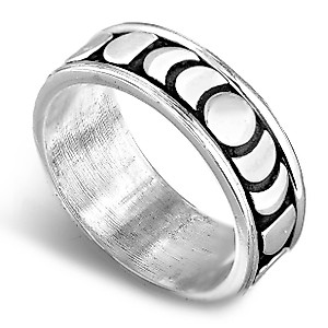 Boho-Magic 925 Sterling Silver Spinner Ring for Women 3 Fidget Moon Rings Band Wide (7)