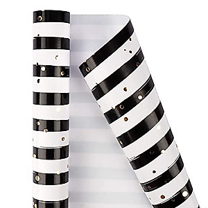 MAYPLUSS Wrapping Paper Roll - Mini Roll - 17 inch X 120 inch Per roll - 3 Different Black Gold Design (42.3 sq.ft.ttl)