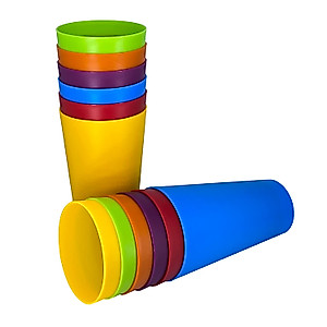 Yalin 32 ounce Plastic Tumblers/Large Drinking Glasses/Party Cups/Iced Tea Glasses,Unbreakable, Dishwasher Safe, BPA Free,set of 12 in 6 Assorted Colors