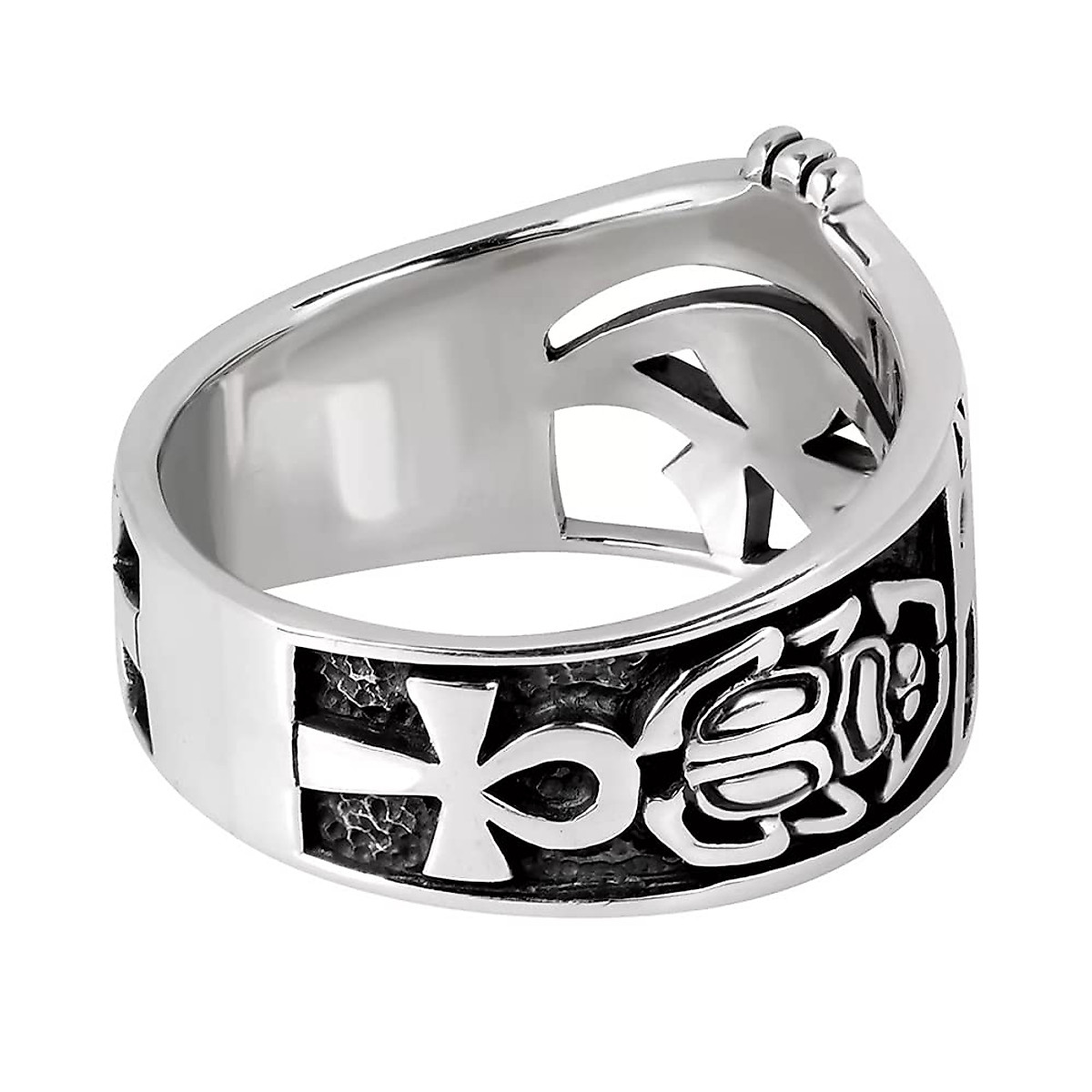 TURTLEDOVE Eye of Horus Ring - Stainless Steel Ring with Egyptian Ankh Cross and Eye of Horus (9)