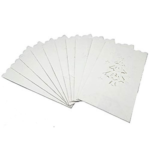 Onene 10 Pcs White Luminary Bags, Candle Bag with Christmas Tree Design, Durable and Reusable Fire-Retardant Cotton Material Paper Lantern Bags for Christmas Holiday Outdoor, New Year Occasion