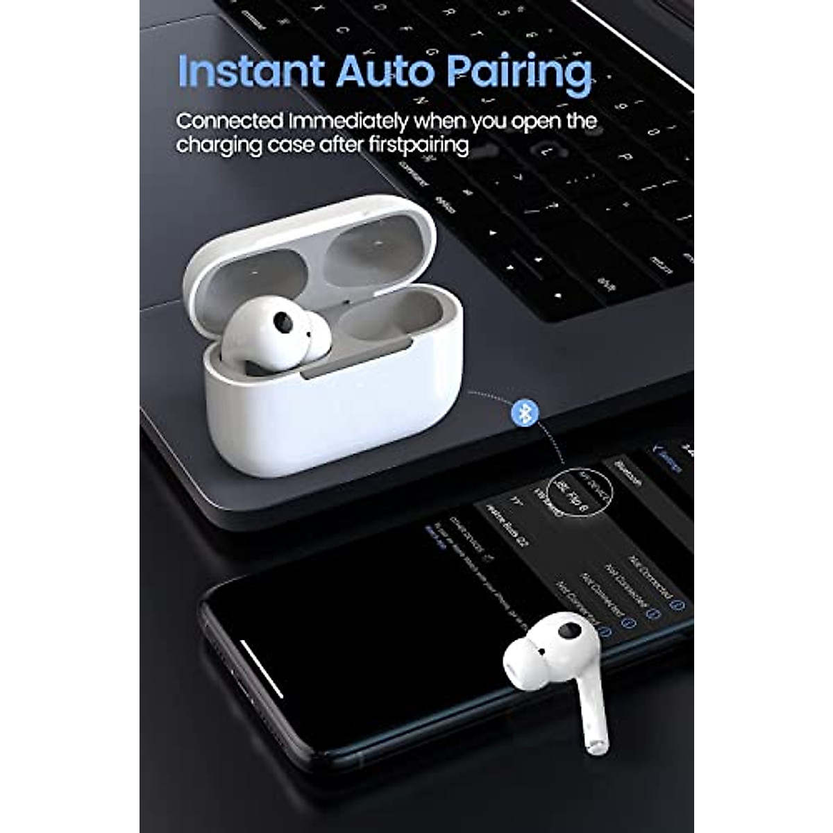 PANKELA Wireless Earbuds, Bluetooth 5.3 Headphones with Stereo HD Mics, Wireless Headphones ENC Noise Cancelling Earbuds, 30H Playtime Sports for iOS Andoird