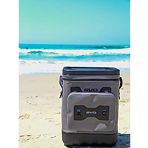 Evolution Outdoor EVO Leak Proof Rolling Cooler 25 Quart, 16x 12x 22in. Insulated Cooler Bag with ABS Molded Top, 8 Accessory Loops, Retractable 4-Stage Handle