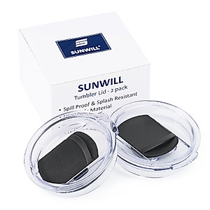 Lid for SUNWILL 14oz Mugs and 20oz Tumblers Only, Spill and Splash Resistant Sliding Covers Replacement 2 Pack Black, Straw Friendly, BPA Free