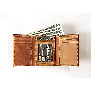 Rico Industries Laser Engraved Trifold Wallet, Miami Dolphins, Brown