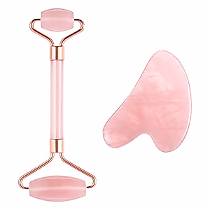 rosenice Gua Sha Set Jade Stone Tools Guasha Tool for Face Skincare Facial Body Relieve Muscle Tensions Reduce Puffiness Festive Gifts