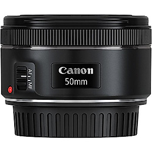 Canon EF 50mm f/1.8 STM Lens + 3pc Filter Kit + Lens Pen + Blower + Hood + Lens Pouch + Cap Keeper