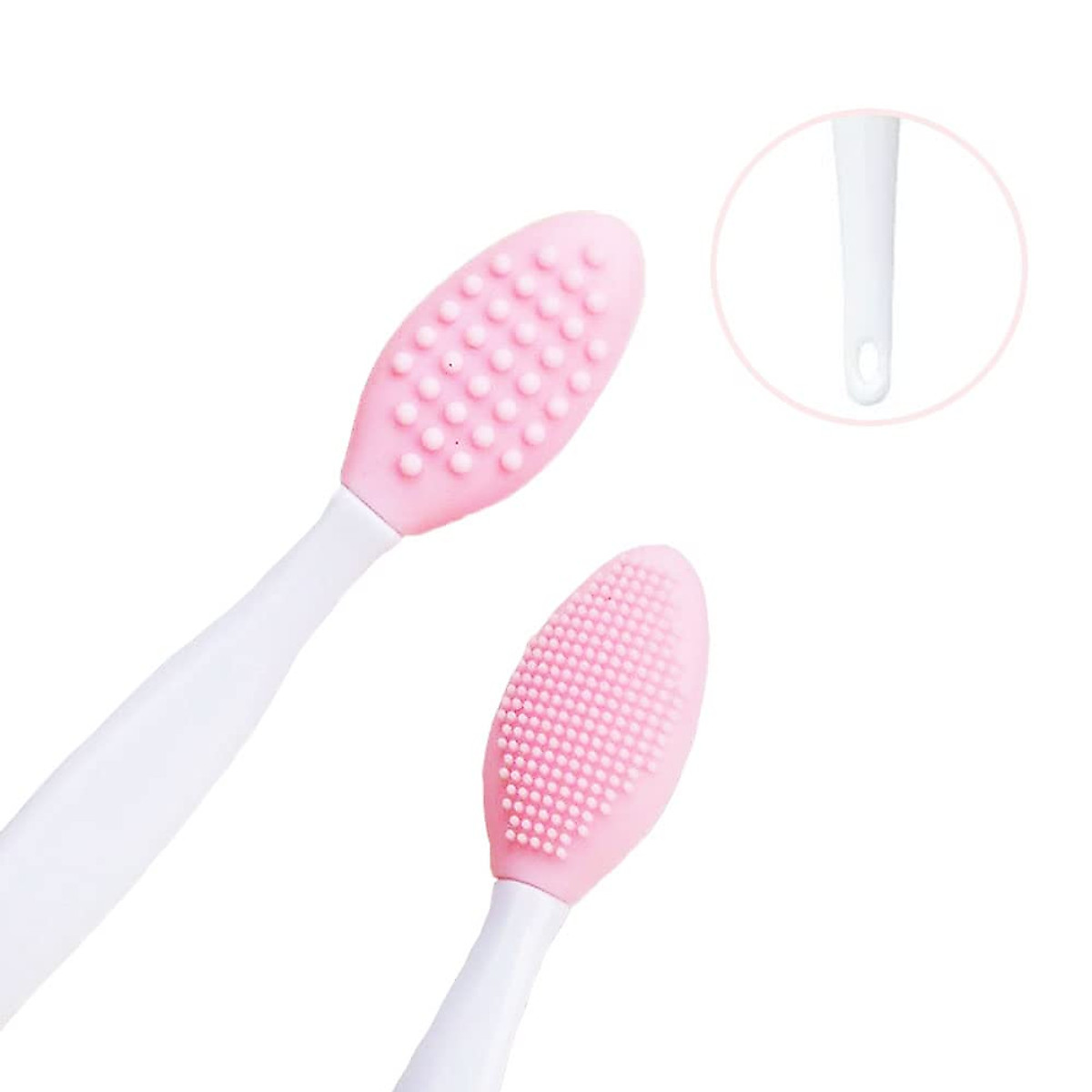 4 Pieces Exfoliating Lip Brushes, Double-Sided Lip Scrub Silicone Brush, Lip Brush Tool, Lip Scrubber Brush for Smooth and Fuller Looking Lips