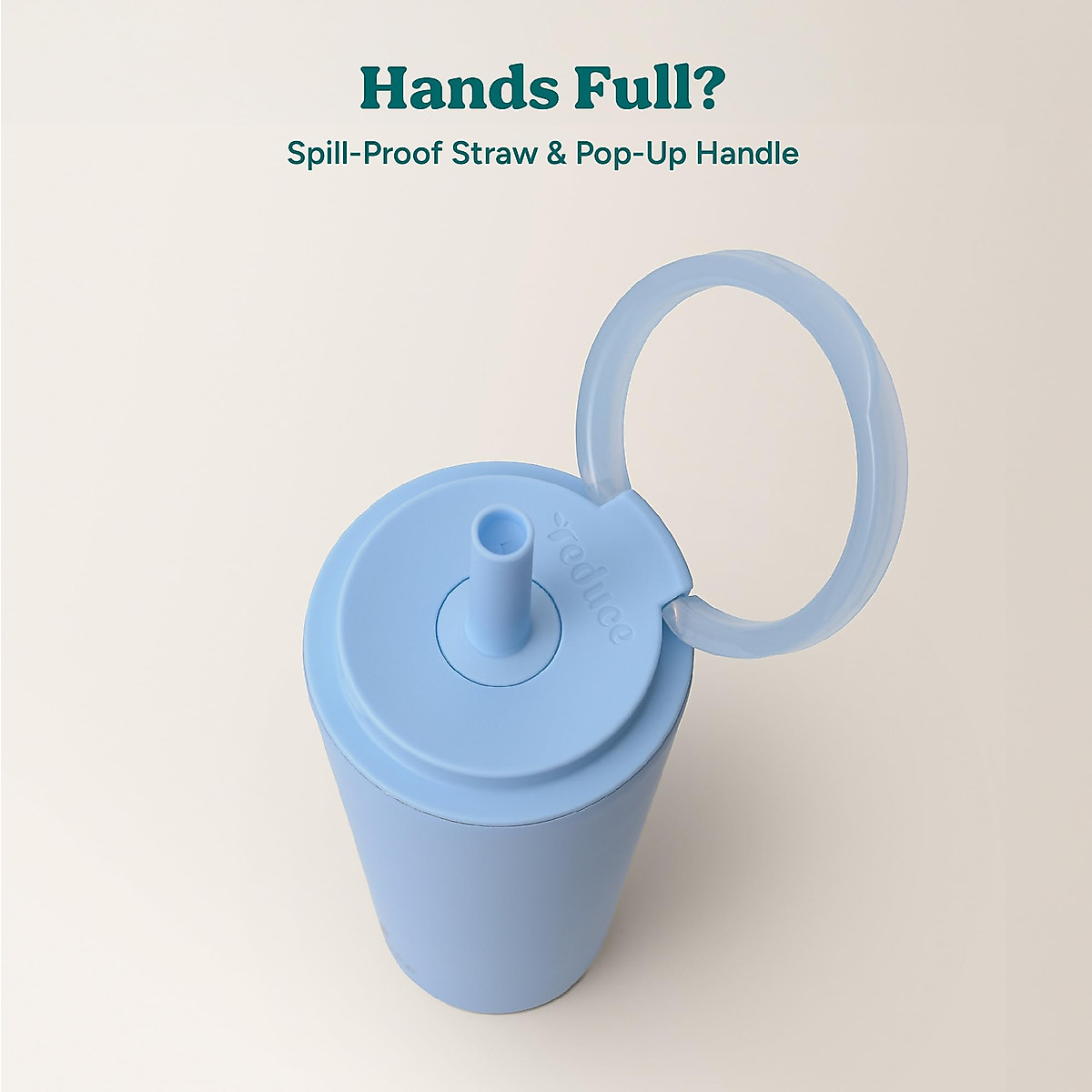 Reduce Halo 24 oz Stainless Steel Vacuum Insulated Tumbler - Spill Proof Travel Mug with Flip Handle Lid - Keeps Drinks Cold for 32 Hrs - Dishwasher Safe - Cupholder Friendly - Glacier