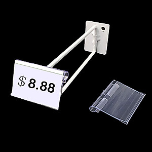 Basket Labels Clip On,50PCS Clear Plastic Bin Clip Labels for Baskets,Wire Shelf Price Labels,Labels for Storage Bins,Merchandise Sign Display Holder,50PCS 6X4CM Label Inserts Included. (CQTP0000)