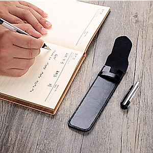 Daimay Leather Pen Case Holder Handmade Fountain Pen Pouch Soft Pen Protective Sleeve Cover for Ballpoint Pen, Stylus Touch Pen - Pack of 2 (Black & Brown)