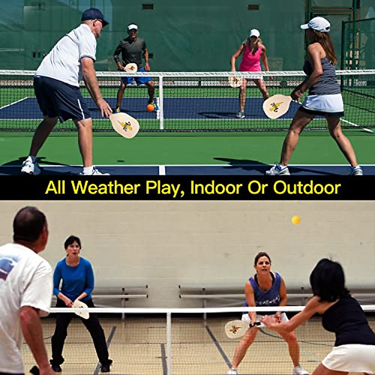 Pickleball Nets Portable Outdoor 22FT Regulation Size Pickleball Set with Net for Driveway Indoor Backyard (1 Net, 4 Paddles, 4 Balls, 1 Carrying Bag)