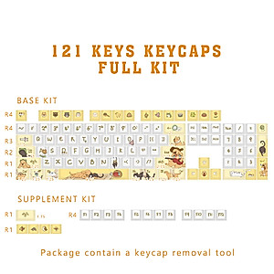 POPKEEY Dog Cat Pets Keycaps for Cherry MX Switches Cute Japanese Anime Mechanical Gaming Keyboard, PBT Key Caps Set