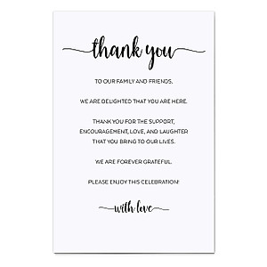 321Done Thank You Table Place Setting Cards (Set of 50) Made in USA - 4x6 Large, Black and White, Wedding, Party, Retirement, Graduation, Birthday, Baby Shower, Bridal, Engagement, Anniversary