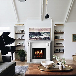 MagikFlame Electric Fireplace with Mantel - Trinity White - 30 Flames, Large, Freestanding, 5,200 BTU Heater, Crackling Log Sound, Bluetooth, App - New Home Design, Remodels, Family Atmosphere