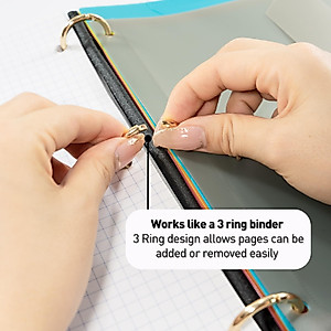 INFUN All-in-One Notebook Binder,Refillable Binder Notebook 1 inch, 3 Ring Binder with 5 Colored Movable Subject Dividers, One Plastic Inner Binder Pocket - Black