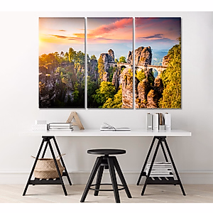 Elbe Sandstone Mountains Germany Canvas Print 1 Panel / 36x24 inches