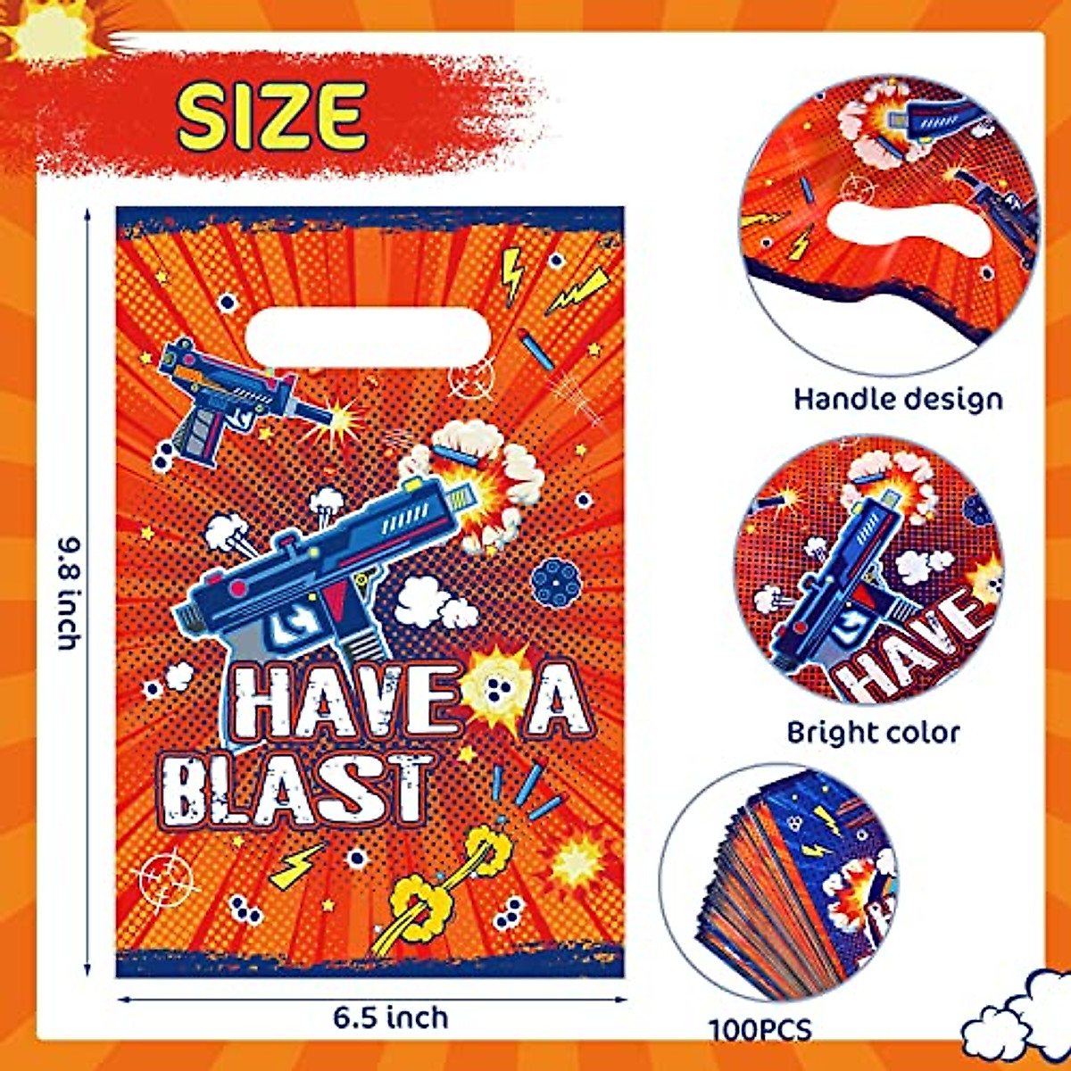 Pajean 100 Pcs Wars Favor Bags Party Bags Wars Goody Treat Bags Dart War Goodies Candy Bags for Dart War Birthday Party Baby Shower Supplies