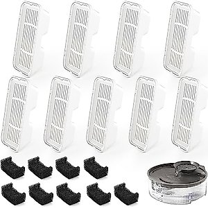 Neareal Dog Water Fountain Filters 9 Pack Replacement Filters & Pre-Filter Sponges for 5L/168oz Automatic Pet Fountain Cat Water Fountain