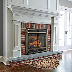 Uniflame Beige with Black Hand Tufted 100% Wool Rug - Protects Floor from Heat, Embers, and Sparks