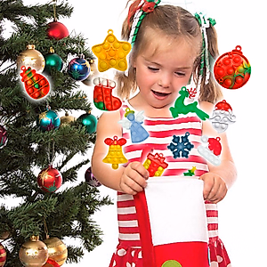 48Pcs Christmas Mini Pop Keychain Fidget Toys, Christmas Day Gifts for Kids Mini Pop Bubble Christmas ,Party Favors Silicone Fidget Keychain Fidget Toy