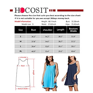 HOCOSIT Womens Sleepwear Sling Sleeveless Nightgown Round Neck House Casual Nightwear Black Medium
