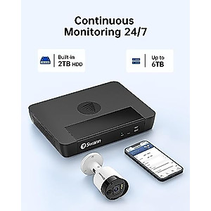 SWANN Master 4K 8 Channel Home Security Camera System, 2TB NVR, 4 PoE IP Cameras Outdoor, 8MP Wired Surveillance CCTV, Heat Motion Vehicle Detection, LED Light, 24/7 Recording Security Camera, 876804