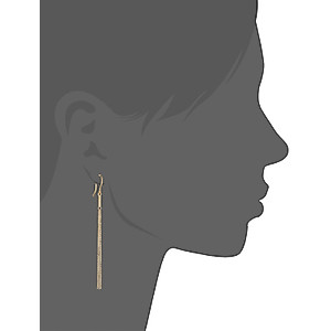 10k Yellow Gold Bar Tube Tassel Chain Dangle Hook Earrings (2.8 inches long)