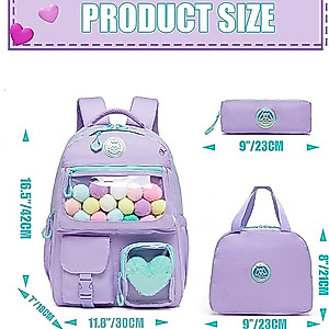 ZBAOGTW Cute Backpack for Girls, Aesthetic Clear School Backpack with Lunch Box, Casual Backpack for Elementary School Teens Back to School Supplies