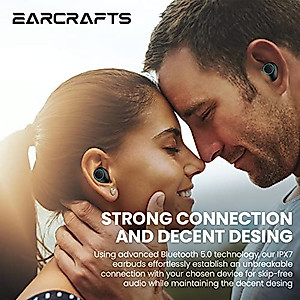Earcrafts Wireless Earbuds - 120 Hours Playtime in Ear Bluetooth Headphones with Microphone, TWS, Smart Touch Control IPX7 Waterproof, Great Sound, Ideal for Sport