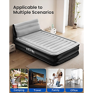 Airefina Air Mattress Full with Built in Pump and Headboard