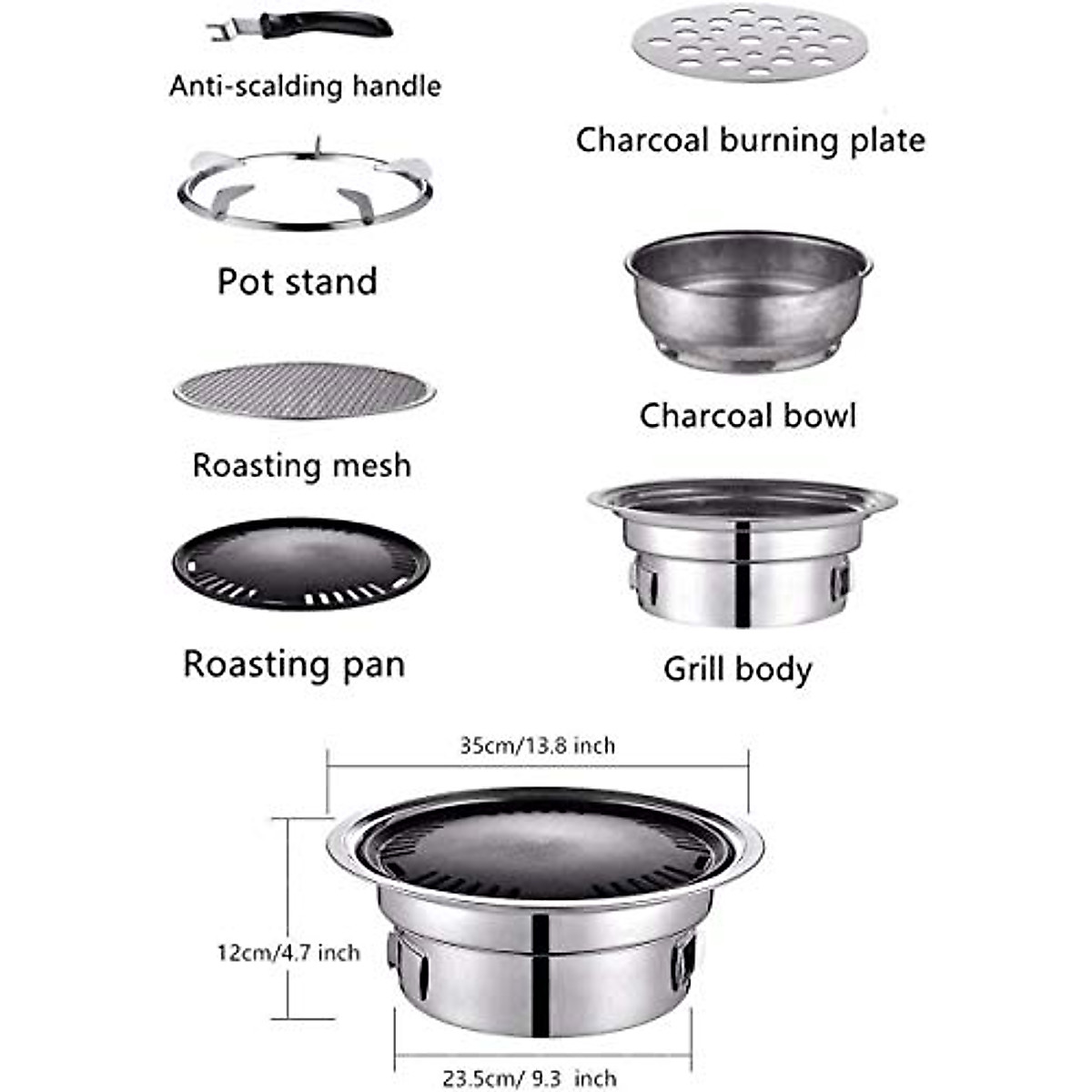 Primst Multifunctional Charcoal Barbecue Grill, Household Korean BBQ Grill, Portable Camping Grill Stove, Tabletop Smoker Grill