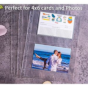 30 Pack 120 Pockets 4x6 Recipe Card Sleeves,3 Ring Binder Recipe Card Protector Pages,Double Sided 2 Pocket Refill Sheets for Recipe Book, 8.5x11 Inch Top Loading Clear Sleeve Sheets