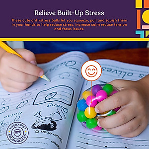 Squishy Stress Ball Squeeze, Color Sensory Toy, Relieve Tension, Anxiety, ADHD, Home, Travel and Office Use, Fun for Kids and Adults (4-Pack)