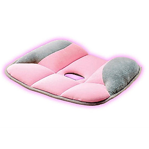 Jiecikou Butt Lifter Cushion Bone Relief Cushion for Lower Back, Hamstrings, Hips, Ischial Tuberosity Comfortable Breathable Home Office Seat Mat Chair Pad Pink+Grey