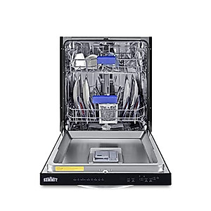Summit Appliance DW243BADA 24" Wide Built-In Dishwasher, Black, ADA Compliant, Quite Performance, Touch Controls, Digital Display, Top Control Panel, Stainless Steel Interior, 8 Wash Programs