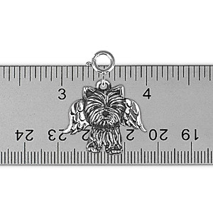 The Magic Zoo Sterling Silver Yorkie Angel Charm for Charm Bracelet – Handcrafted in the USA Yorkie Charms for Bracelets – Yorkie Angel Gift for Women