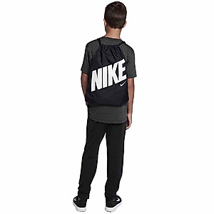 NIKE Kids' Graphic Gym Sack, Black/Black/White, One Size
