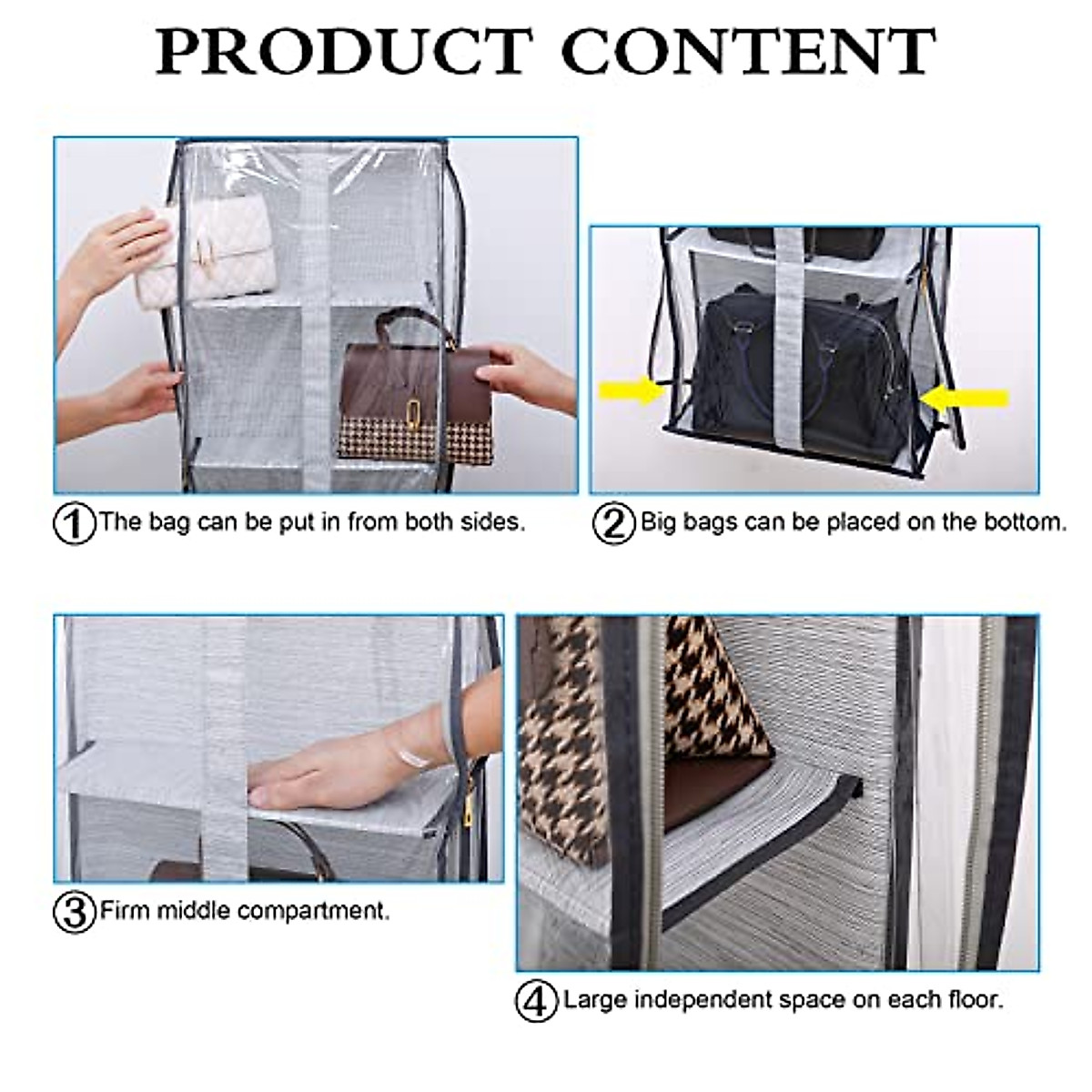 MICALOR Purse Organizer for Closet, Easy Access Wardrobe Tote Bag Purse Storage Holder Over The Door Space Saving Shelf Pocket for Bedrooms Living Room