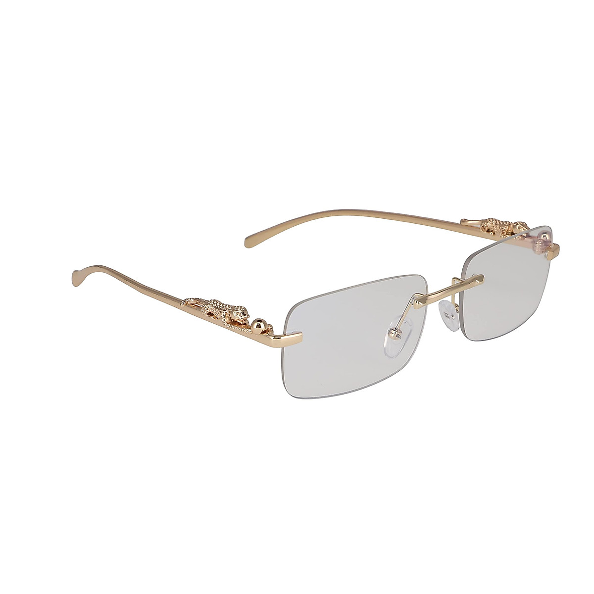 FLAWLESS EYEWEAR Rimless Oversized Sunglasses for Women Men Rectangular Frameless Fashion Shades (Clear)