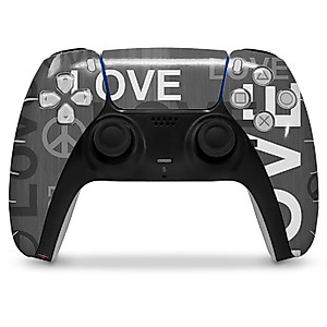 WraptorSkinz Skin Wrap compatible with Sony PS5 DualSense Controller Love and Peace Gray (CONTROLLER NOT INCLUDED)