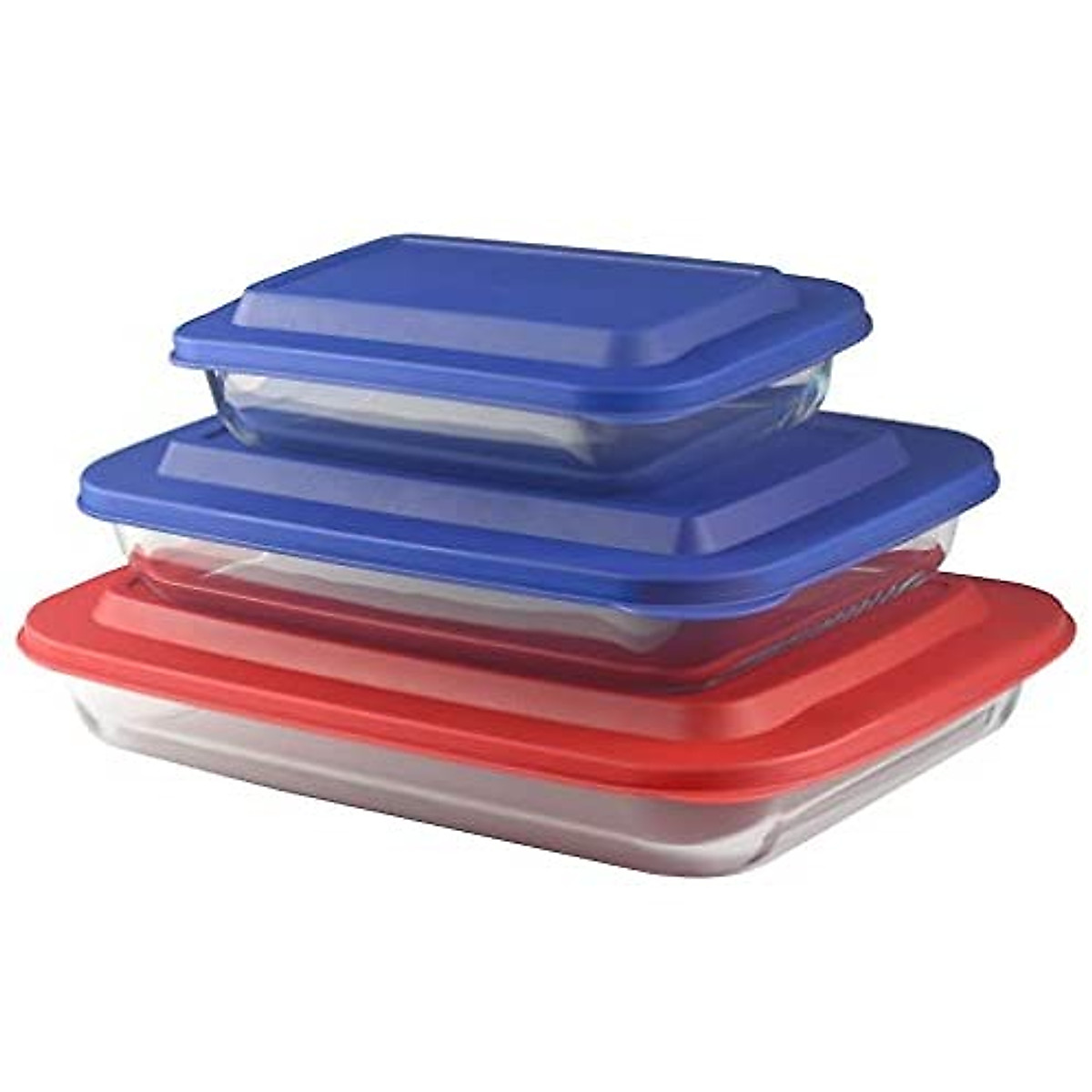 Bovado Glass Bakeware Set + BPA-Free Lids (1QT + 2.2QT + 3QT) | 3 Baking Dishes + Lids | Premium Rectangular Glass Baking Dishes for Casseroles, Lasagna, Leftovers & Cooking | Essential Kitchen Items